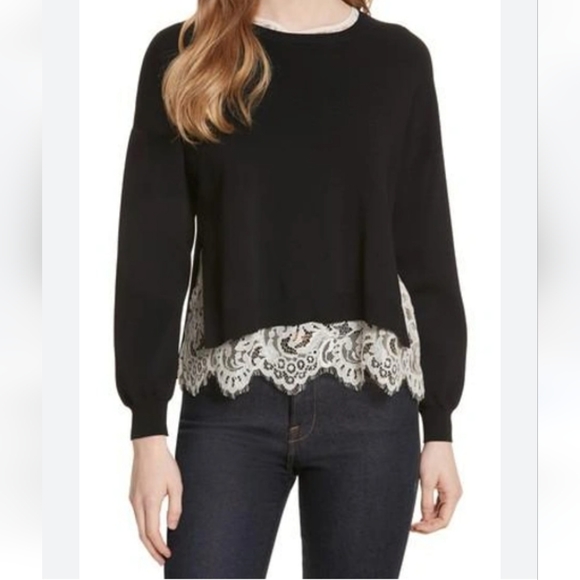 Alice + Olivia | Sweaters | Alice Olivia Iva Crew Neck Lace Sweater ...